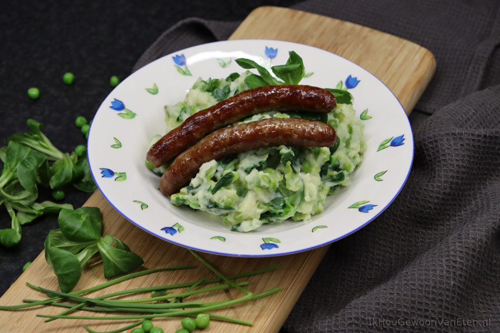 Stamppot met veldsla en erwtjes - Ik hou gewoon van eten